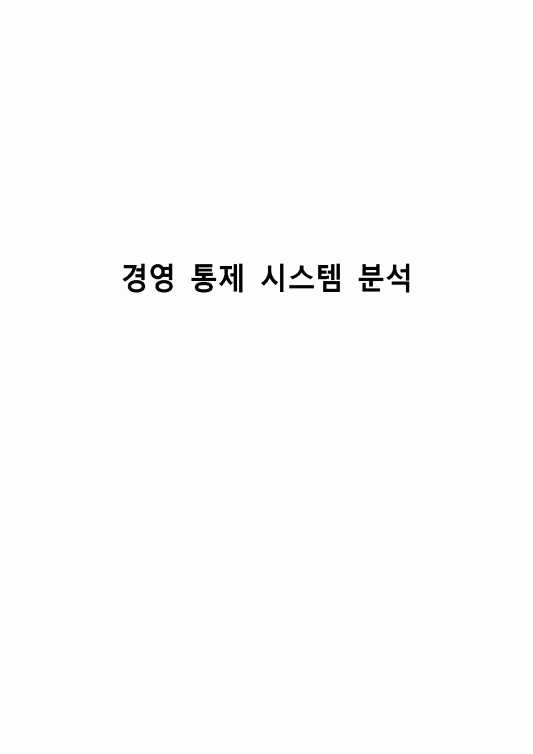 경영 통제 시스템 분석