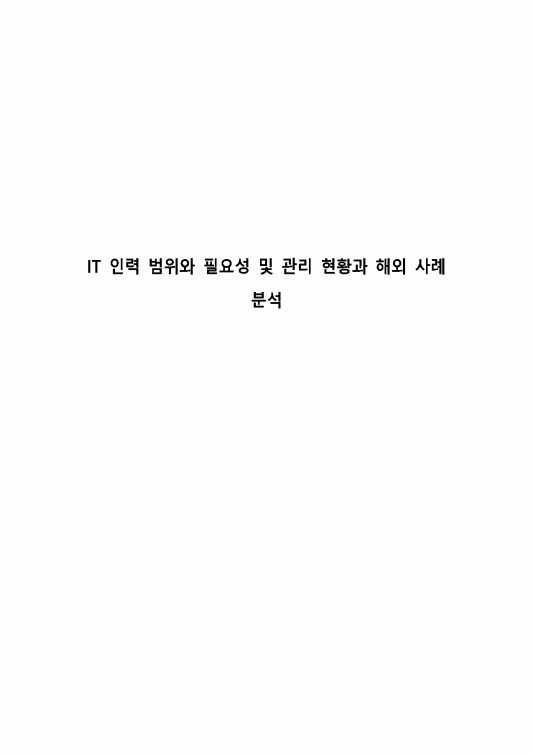 IT 인력 범위와 필요성 및 관리 현황과 해외 사례 분석