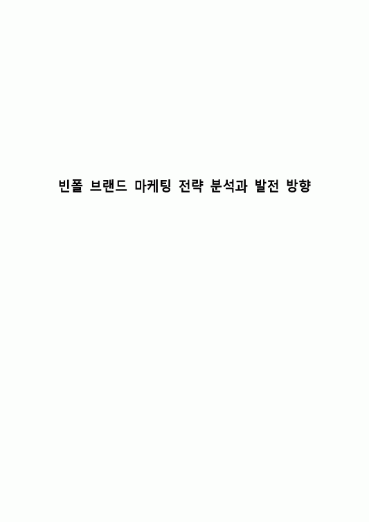 빈폴 브랜드 마케팅 전략 분석과 발전 방향