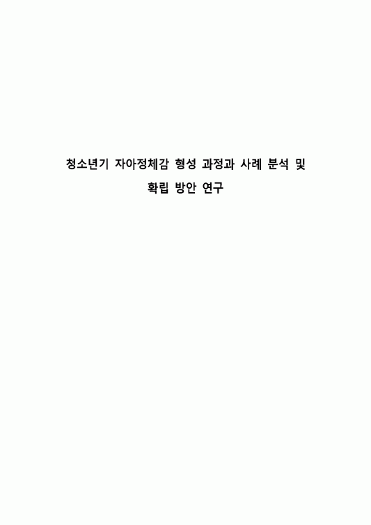 청소년기 자아정체감 형성 과정과 사례 분석 및 확립 방안 연구
