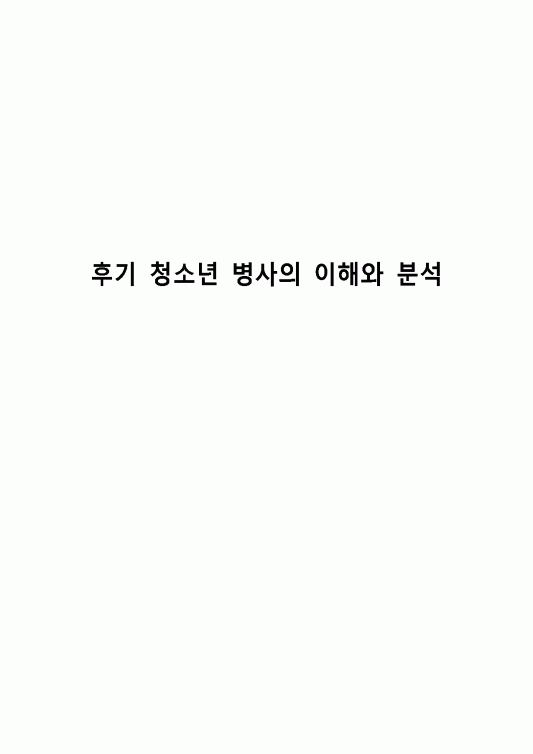 후기 청소년 병사의 이해와 분석