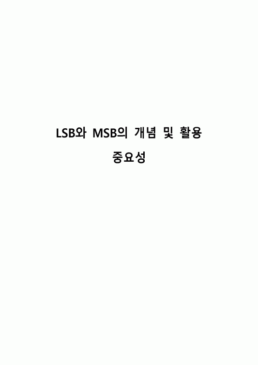 LSB와 MSB의 개념 및 활용 중요성