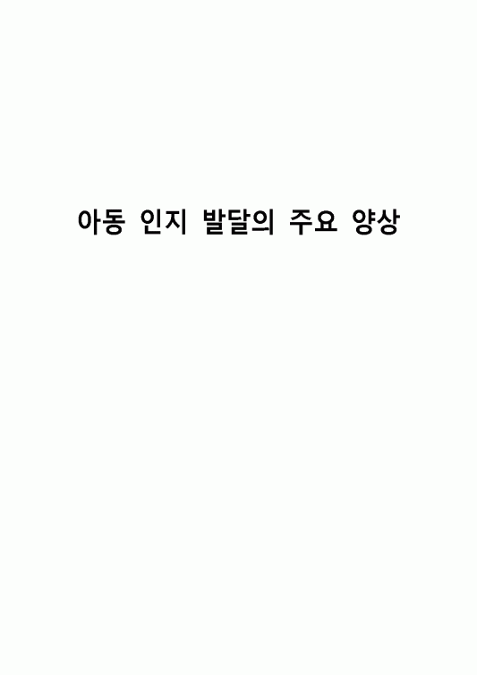 아동 인지 발달의 주요 양상