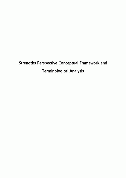 Strengths Perspective Conceptual Framework and Terminological Analysis