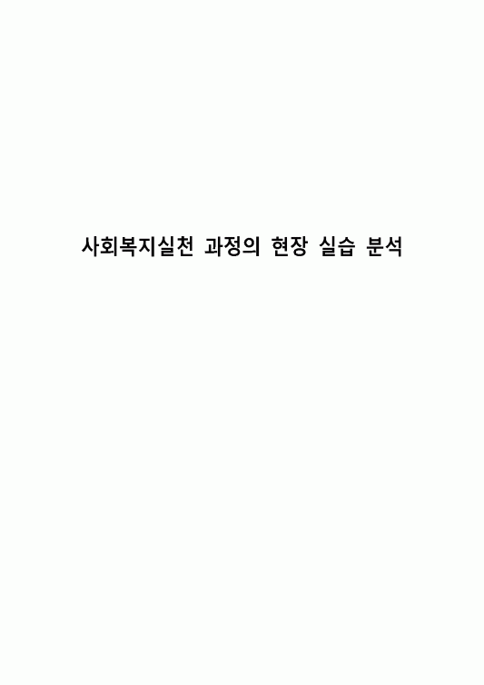 사회복지실천 과정의 현장 실습 분석
