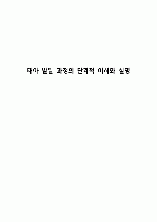 태아 발달 과정의 단계적 이해와 설명