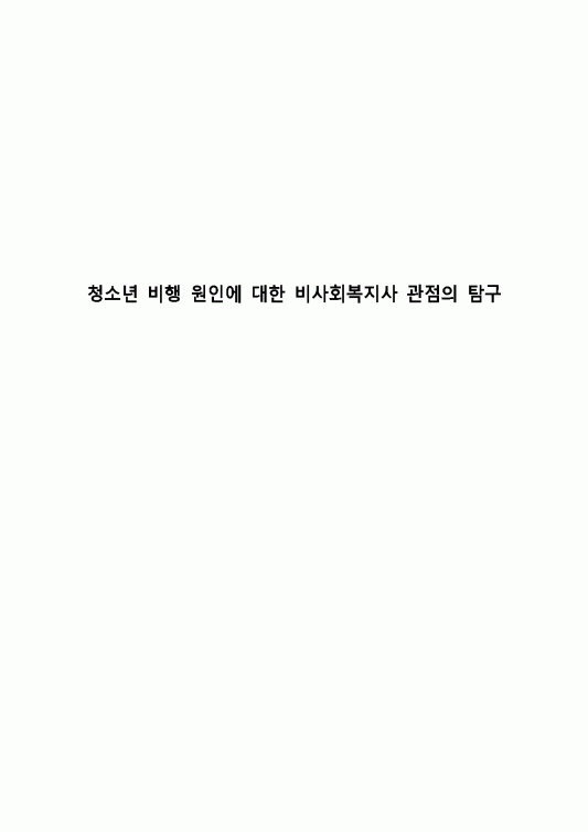 청소년 비행 원인에 대한 비사회복지사 관점의 탐구