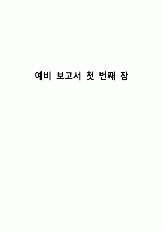 예비 보고서 첫 번째 장
