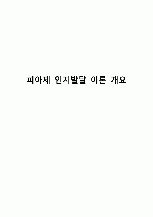 피아제 인지발달 이론 개요