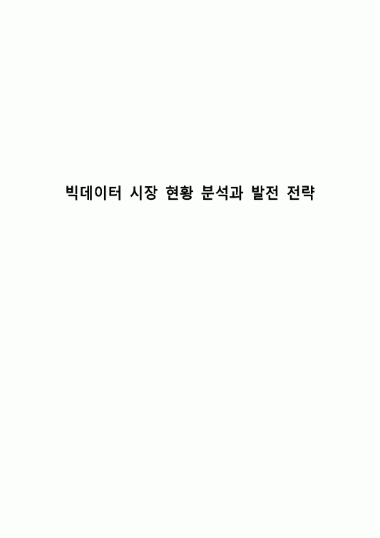 빅데이터 시장 현황 분석과 발전 전략