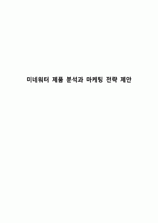 미네워터 제품 분석과 마케팅 전략 제안