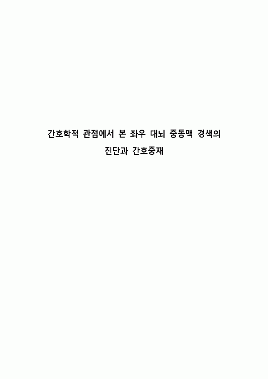 간호학적 관점에서 본 좌우 대뇌 중동맥 경색의 진단과 간호중재