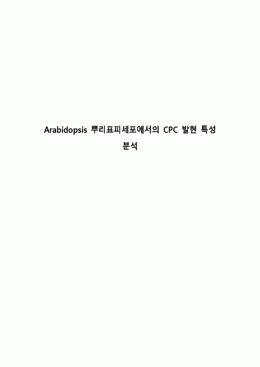 Arabidopsis 뿌리표피세포에서의 CPC 발현 특성 분석