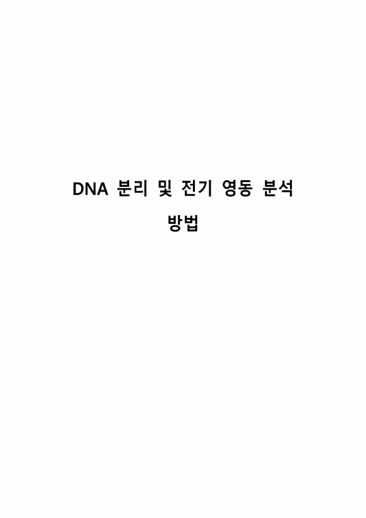 DNA 분리 및 전기 영동 분석 방법