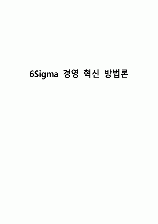 6Sigma 경영 혁신 방법론