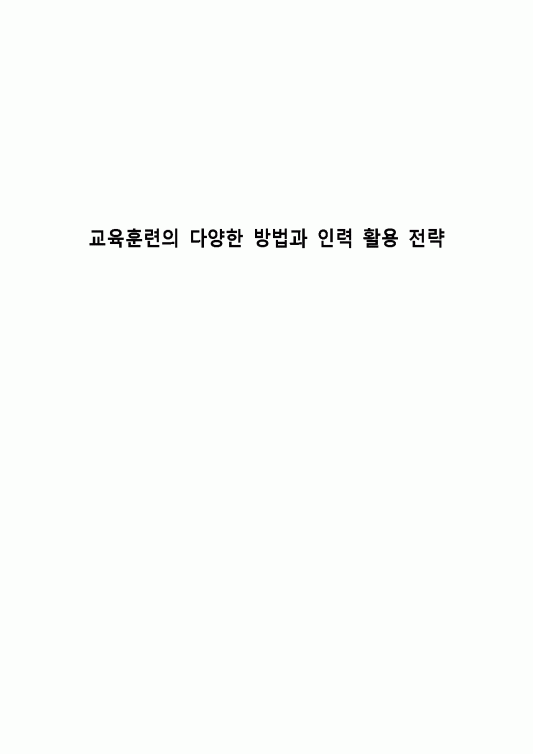 교육훈련의 다양한 방법과 인력 활용 전략