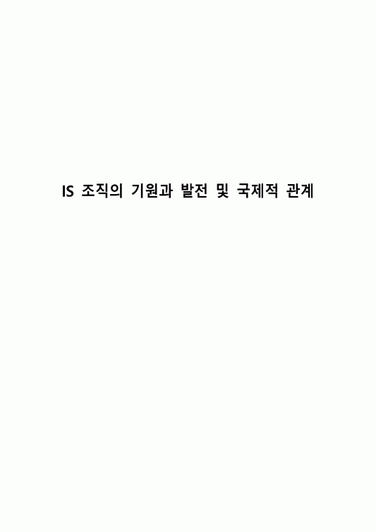 IS 조직의 기원과 발전 및 국제적 관계