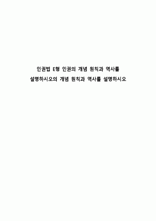 인권법 E형 인권의 개념 원칙과 역사를 설명하시오의 개념 원칙과 역사를 설명하시오