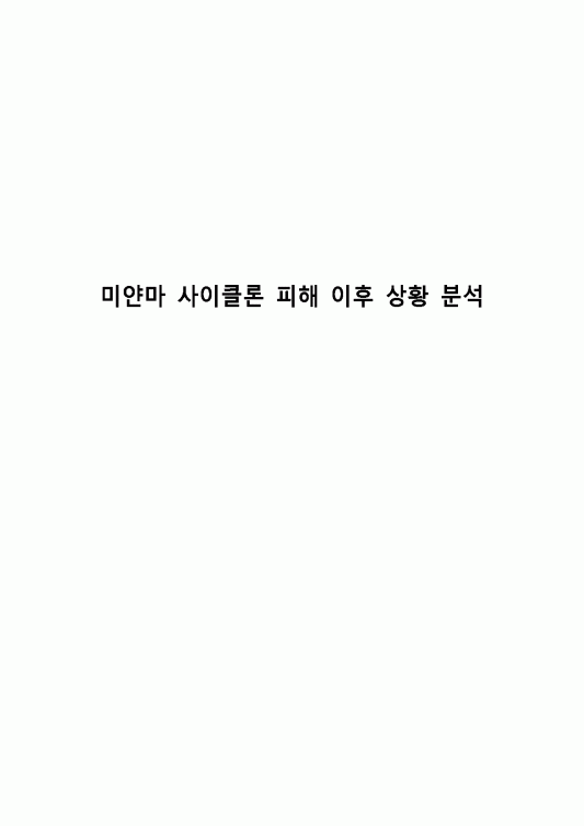 미얀마 사이클론 피해 이후 상황 분석