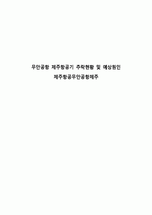 무안공항 제주항공기 추락현황 및 예상원인 제주항공무안공항제주
