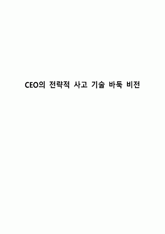 CEO의 전략적 사고 기술 바둑 비전