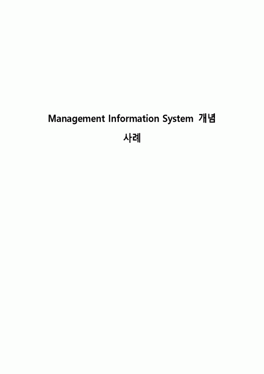 Management Information System 개념 사례
