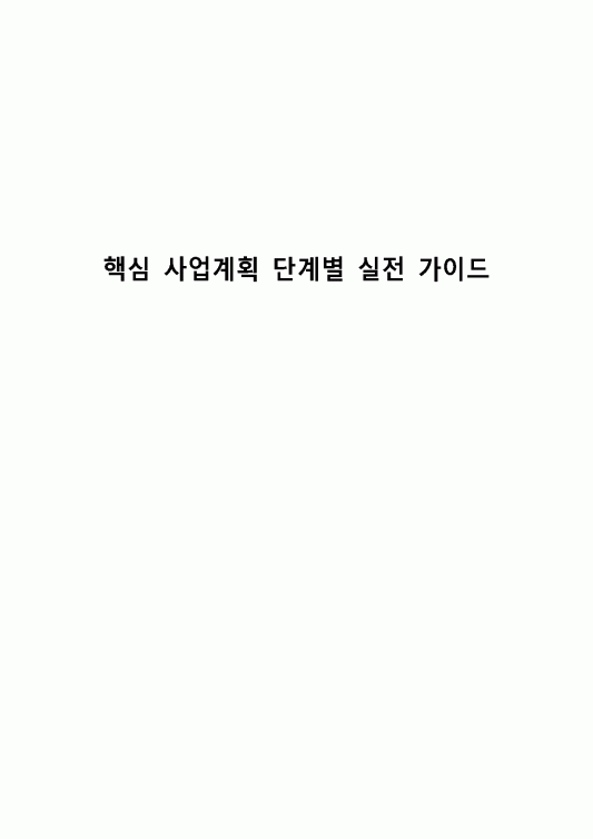 핵심 사업계획 단계별 실전 가이드