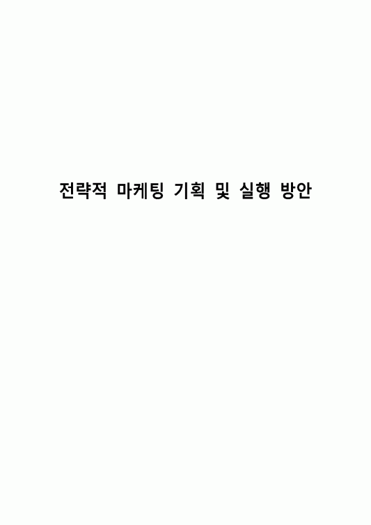 전략적 마케팅 기획 및 실행 방안