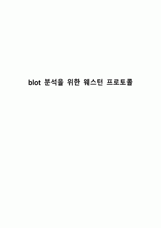 blot 분석을 위한 웨스턴 프로토콜