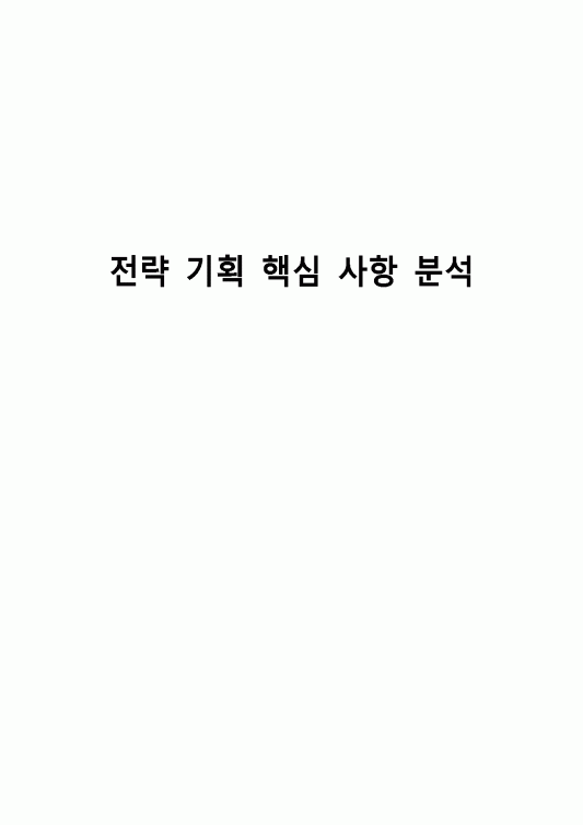전략 기획 핵심 사항 분석