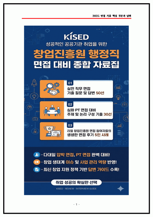 창업진흥원 면접후기 5명 정리 및 기출 질문답변 50선 [PT주제 포함]