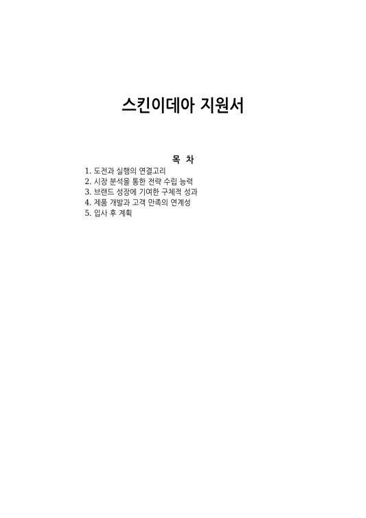 스킨이데아 지원서