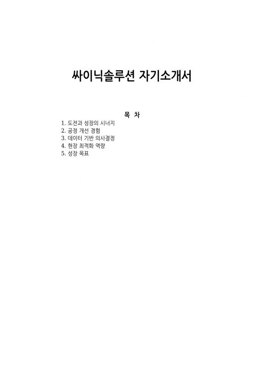 싸이닉솔루션 자기소개서