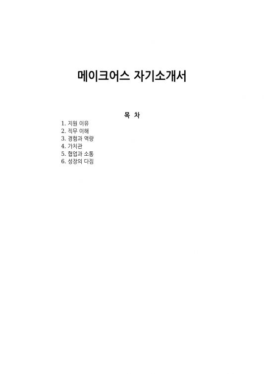 메이크어스 자기소개서