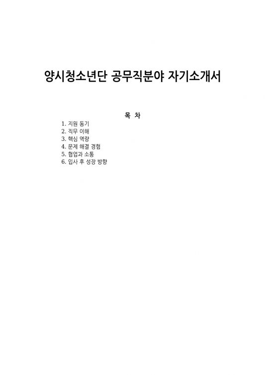양시청소년단 공무직분야 자기소개서