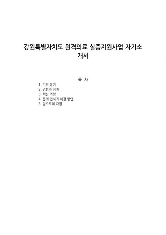 강원특별자치도 원격의료 실증지원사업 자기소개서