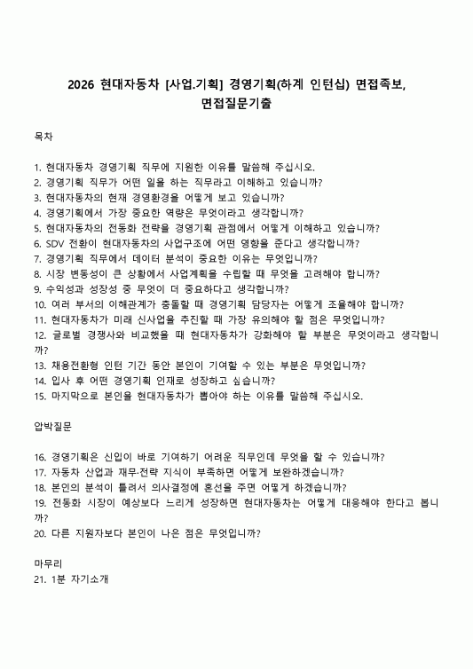 2026 현대자동차 [사업