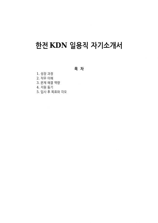 한전KDN 일용직 자기소개서