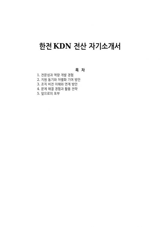 한전KDN 전산 자기소개서