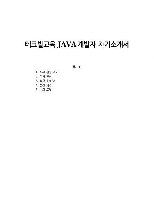 테크빌교육 JAVA개발자 자기소개서