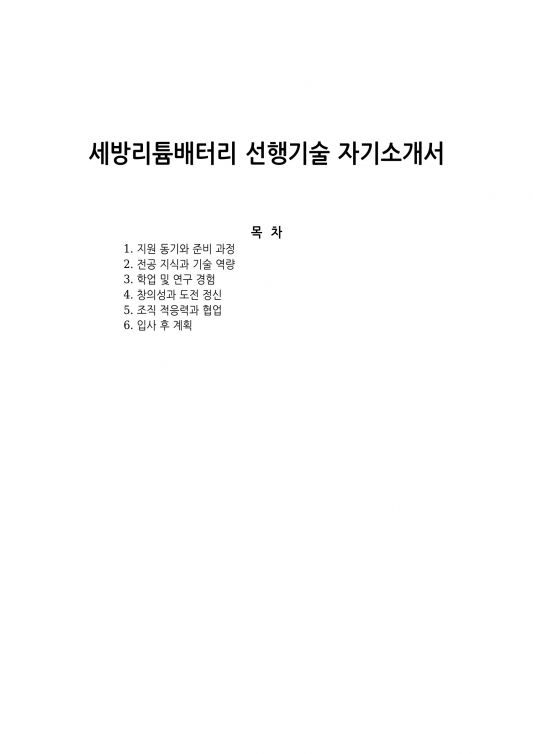 세방리튬배터리 선행기술 자기소개서