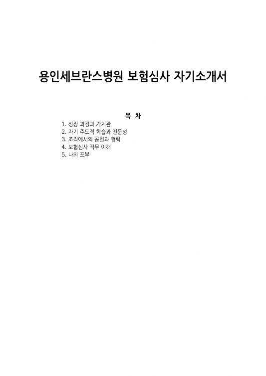 용인세브란스병원 보험심사 자기소개서
