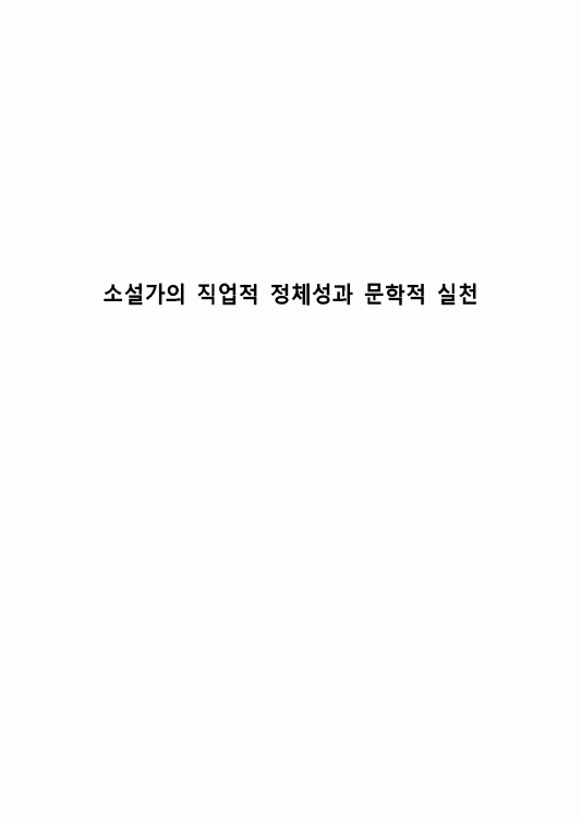 소설가의 직업적 정체성과 문학적 실천