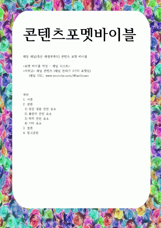 콘텐츠 포멧 바이블