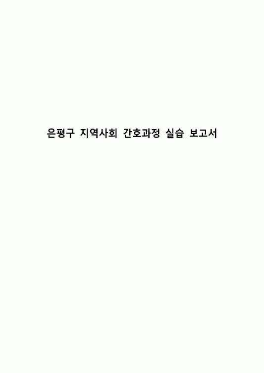 은평구 지역사회 간호과정 실습 보고서