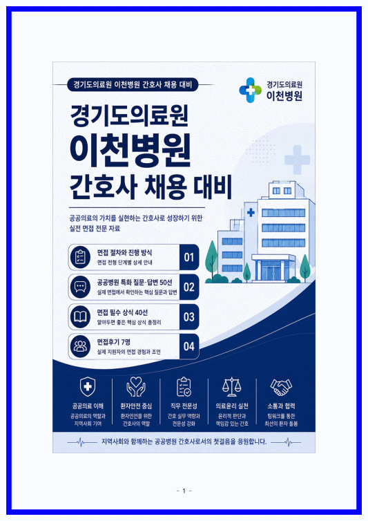 경기도의료원 이천병원 간호사 상세한 면접후기 7명 및 공공병원 특화 기출질문답변 [경기도의료원 이천병원 면접]