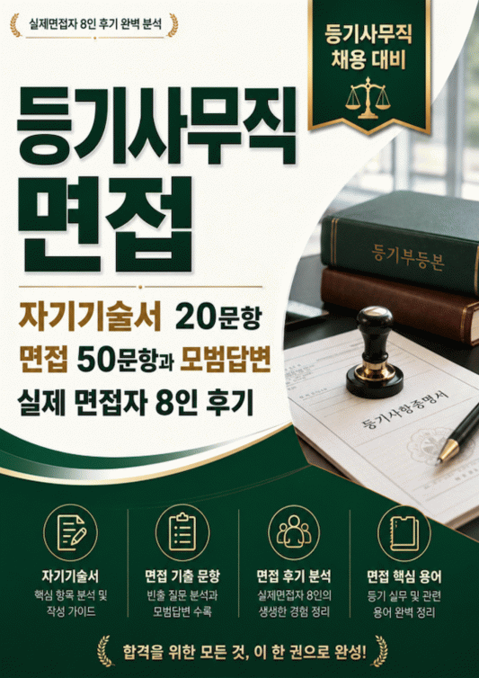 등기사무직 자기기술서 면접] 법원 등기사무직 채용 실제 면접 후기 자료 (등기사무직 자기기술서 20문항 및 작성 가이드와 등기사무직 실전 면접 질문 및 모범 답변 50선)