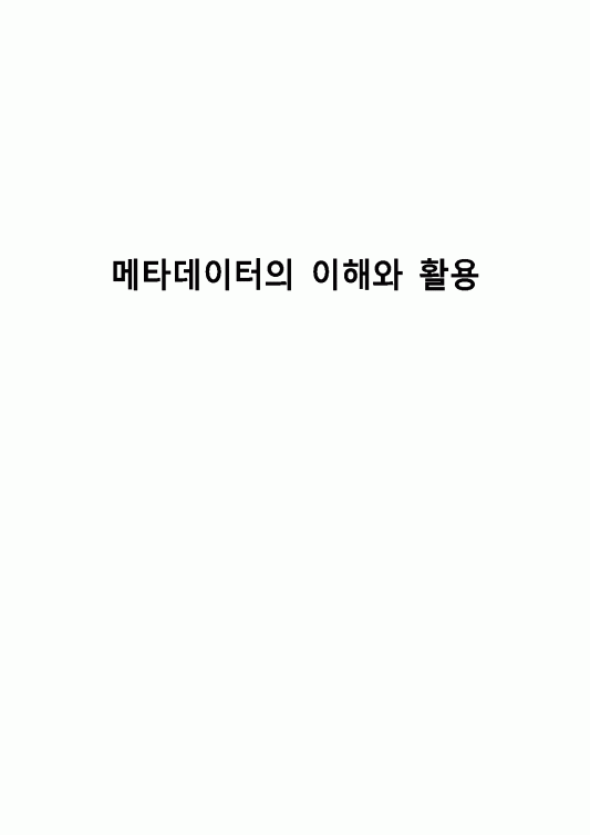 메타데이터의 이해와 활용