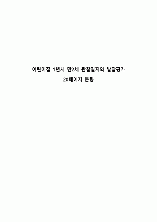 어린이집 1년치 만2세 관찰일지와 발달평가 20페이지 분량