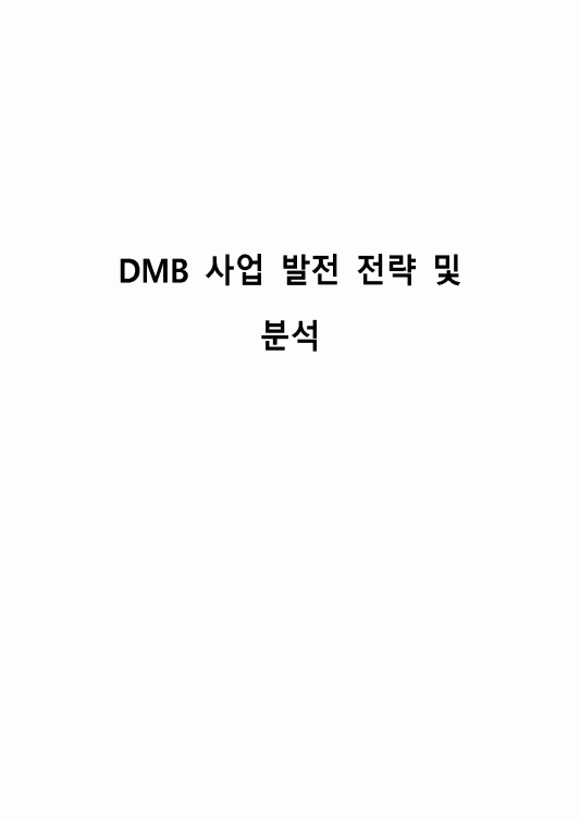 DMB 사업 발전 전략 및 분석